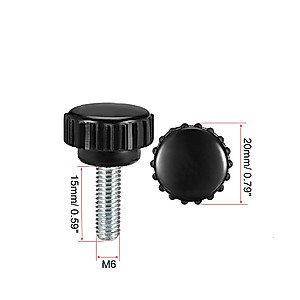 uxcell M6 x 15mm Metric Male Thread Knurled Clamping Knobs Grip Thumb Screw on Type Plastic Threaded Hand Bolt Knobs Black 4 Pcs