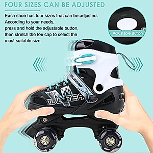 Sowume Adjustable Roller Skates for Boys and Kids, All 8 Wheels of Boy's Skates Shine, Safe and Fun Illuminating for Kids