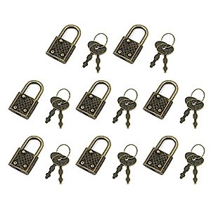 Coshar Retro Mini Padlock with Key Jewelry Box Storage Box Diary Book, Pack of 8