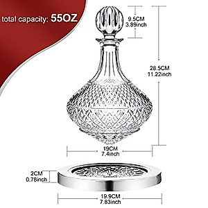 paysky spinning wine decanter with stopper, 50 oz red wine decanter crystal and gift box, for wedding gift, birthday, helovers'day, christmas day.