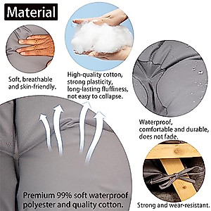 JKCJM Outdoor Bench Cushions, Garden Swing Seat Cushions with Backrest 2-3 SeaterOutdoor Swing Replacement Cushions, Waterproof,Washable,52 x 40 x 5 inches,Light Gray