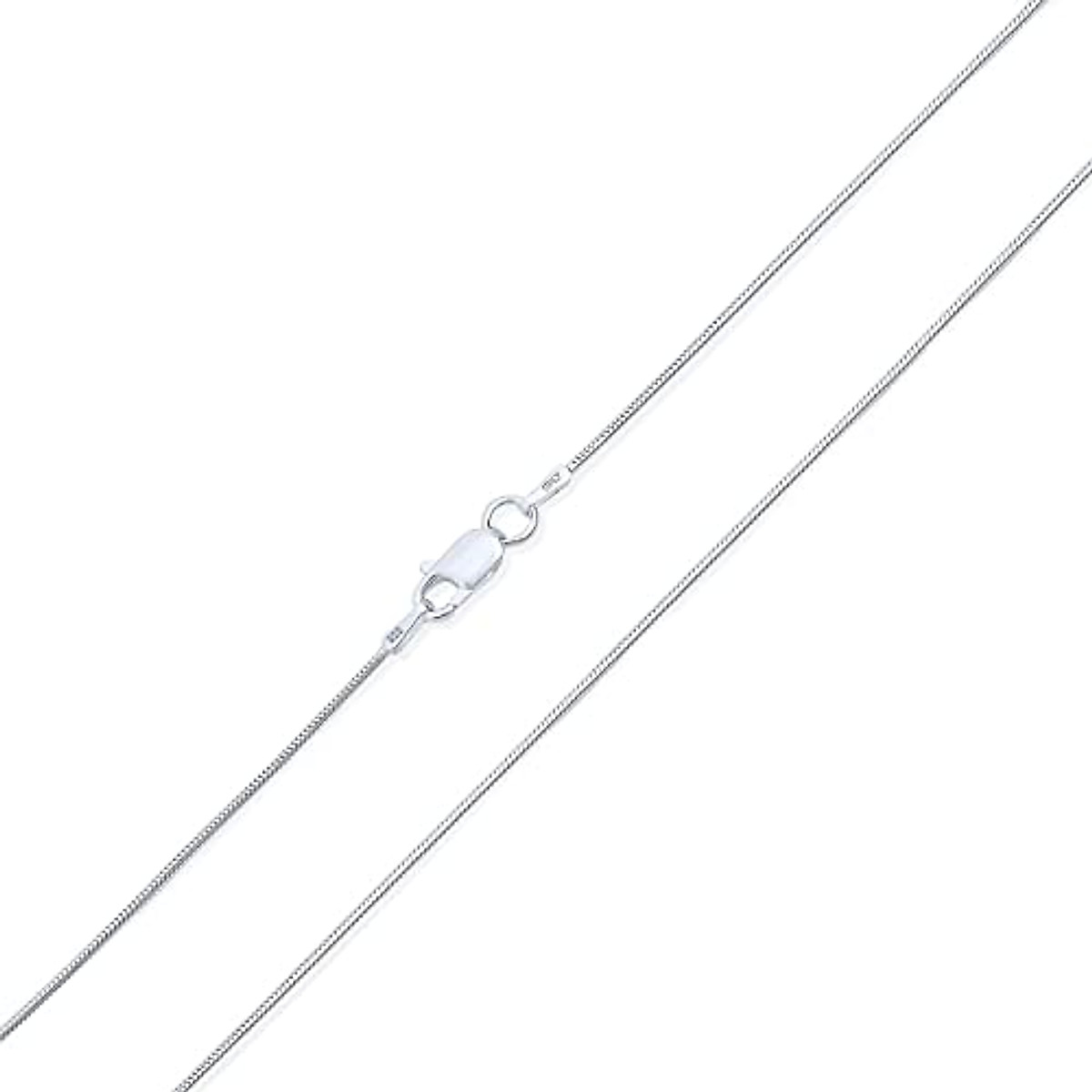 ARGENTO REALE 1MM- 2MM Sterling Silver Round Snake Chain Necklace- Solid Sterling Silver Italian Chain For Pendants, Flexible 925 Snake Chain, 16-30 Lobster Clasp
