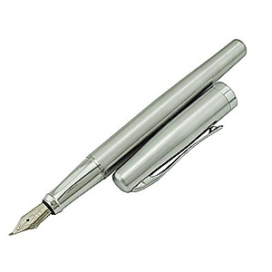 erofa Duke 209 Bent Nib Fountain Pen Set with Ink Refills Converter, Steel Sliver