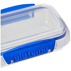 Sistema KLIP IT Rectangular Collection Food Storage Container, 6.7 oz./0.2 L, Clear/Blue