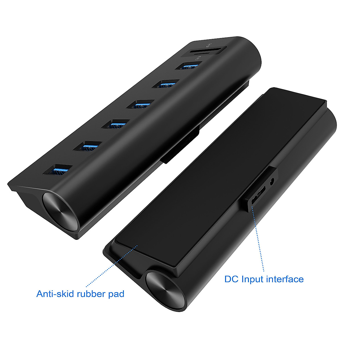 CATECK USB 3.0 Hub, Aluminum Hub with 6 USB 3.0 Ports+SD/TF Card Solts+5V/4A High Capacity Power Supply for Mac, Mac Book Air, Mac Pro,Mac Book Pro, Mac Book, Mac Mini, PCs and Laptops (Black)