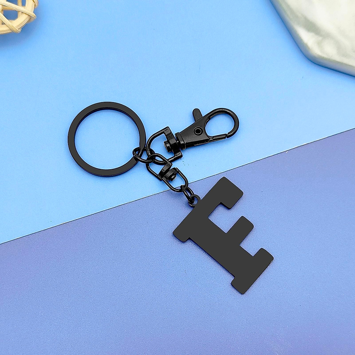 Alphabet Initial Letter F Keychain Black Letter A-Z Keychain for Women Men Girl Inspiration Gifts for Girlfriends Boyfriends Mother Father Brother Keychain Accessories for Handbag Initial Key Ring