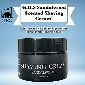 G.B.S Sandalwood Shaving Cream for Sensitive Skin, Hydrates, Nourishes for Close Smooth Shave, Protects Skin from Cuts, Bumps, Redness and Irritation Pack of 1
