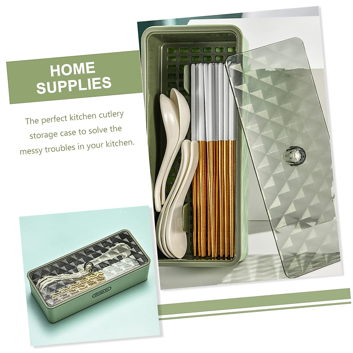 Cabilock 3pcs Tableware Drain and Dustproof Simple Container Plastic