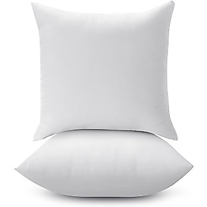 18 x 18 Throw Pillow Insert - Pack of 2 White Throw Pillows, Down Alternative Pillow Inserts for Decorative Pillow Covers, Throw Pillows for Bed, Couch Pillows for Living Room
