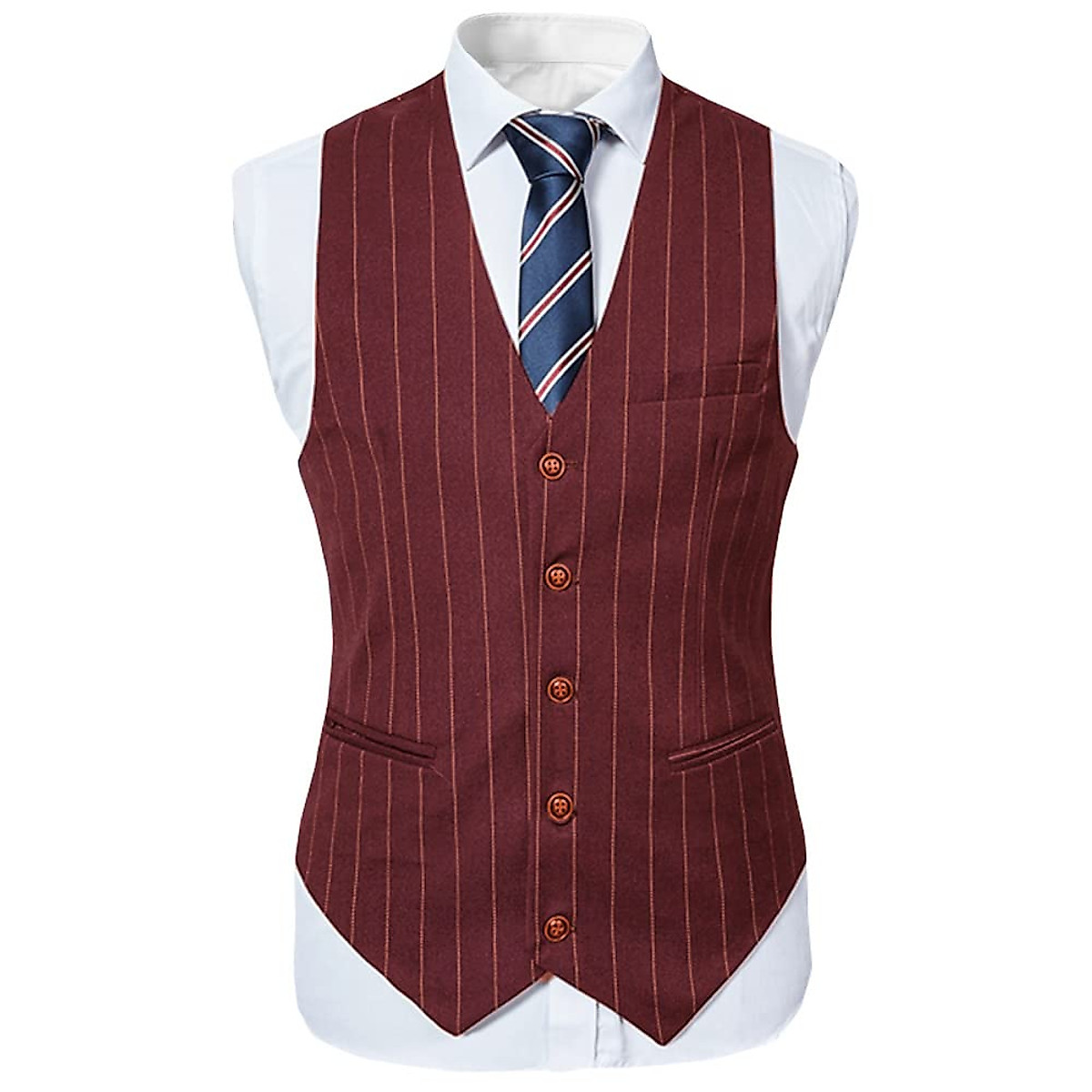 Mens 3 Piece Stripe Suits Set Checked 2 Button Tux Blazer Jacket Vest Trousers