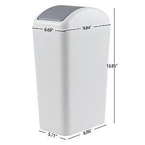 Dehouse 3 Gallon Trash Can with Swing-Top Lid, Plastic Swing-Top Trash Can (Grey)