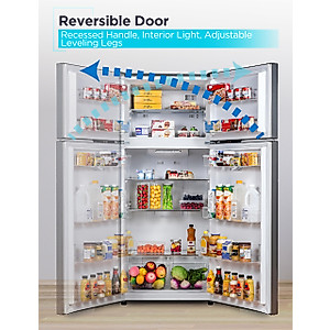 BLACK+DECKER 14.6 Cu. Ft. Top Mount Refrigerator with Freezer, 2 Door Refrigerator with Top Freezer and Adjustable Temperature Control, ENERGY STAR, BR1460HS, Stainless Steel Look