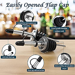 Aozita Bottle Pourers 12 Pack, Stainless Steel Liquor Pourers with Rubber Dust Caps - Classic Bottle Pourers Tapered Spout, Ribs Flex to Fit Different Liquor Bottles About 3/4" Bottle Mouth