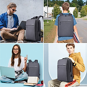 Victoriatourist Laptop Backpack 17 Inch, Business Slim Durable Laptops Travel Backpacks with USB Charging Port, College Backpacks Computer Bag Gifts for Men and Women Fits Notebook (Grey)