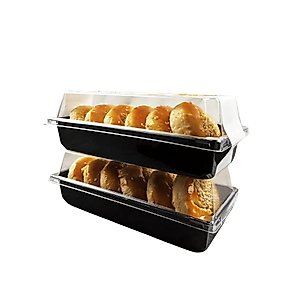 XIZHI 50Pcs Reusable Sandwich Box with Clear Lids Sandwich Plastic Container Sushi Container Box Swiss Roll Container for Cakes Cookies Pastries Dessert Fruits salad Display,7.5"x3.3"x2.3"