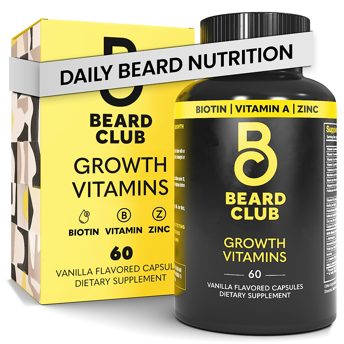 The Beard Club - Biotin Beard Growth Vitamins - Support A Thicker Fuller Beard, Fill in Patches - Minerals & Multi-Vitamins Help Support and Stimulate Healthier Facial Hair Growth