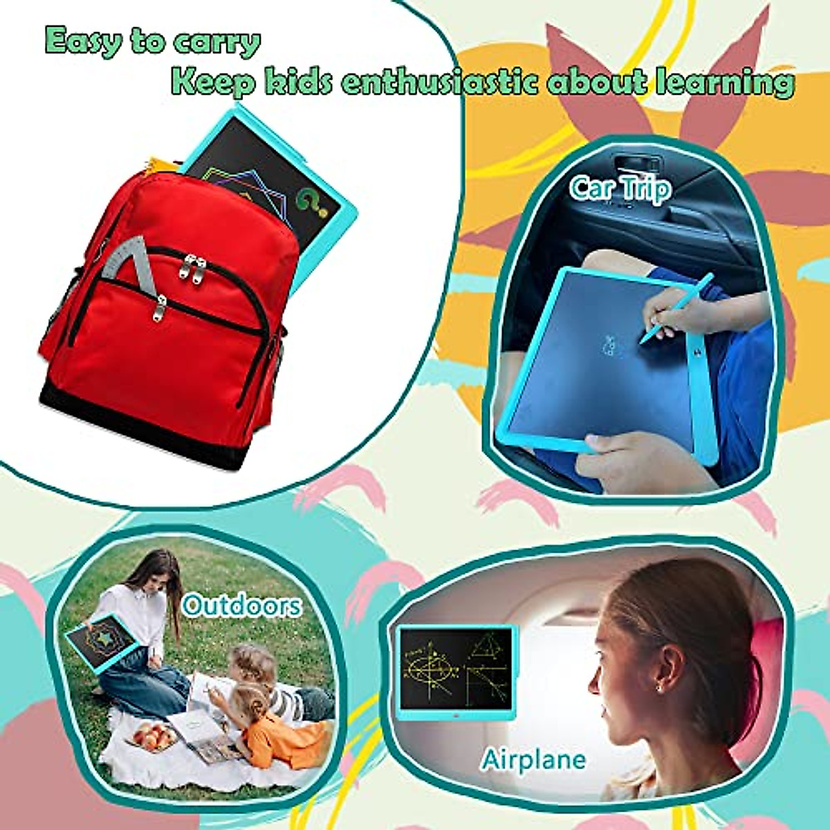 Deecam LCD Writing Tablet Doodle Board, 15inch Large Screen Drawing Pad, Electronic Graphics Tablet Doodle and Scribbler Board Toy Sketch Board Drawing Pad for Kids Boys Girls Adults (Blue)