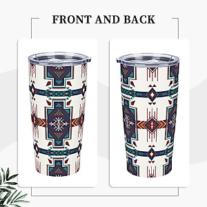 Uniwneds Native American Pattern Mugs Stainless Steel Tumbler With Lid And Straw 20 Oz Insulated Travel Coffee Mugs Cap Bottle Gifts For Women Men