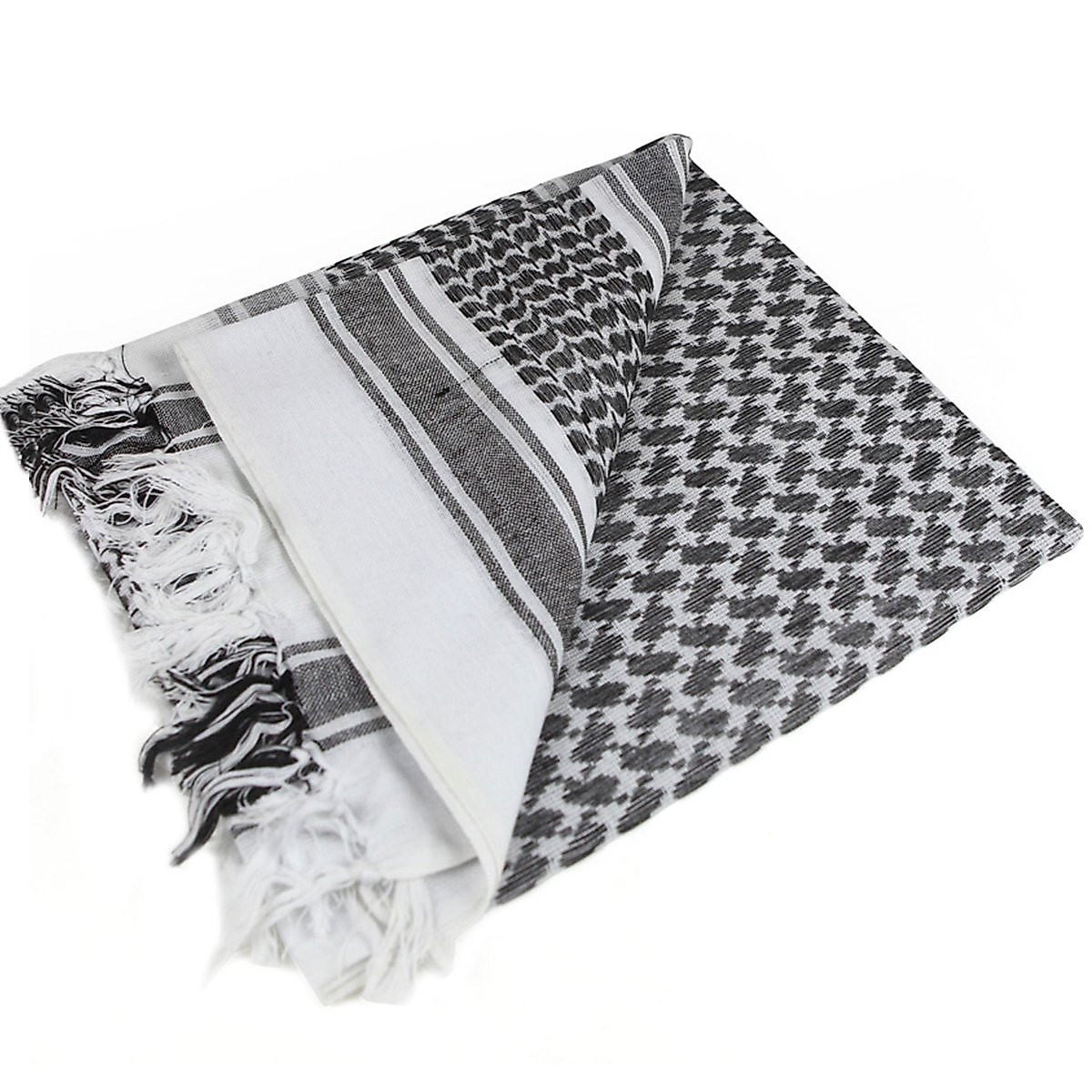 FREE SOLDIER 100% Cotton Military Shemagh Tactical Desert Keffiyeh Head Neck Scarf Arab Wrap(White)