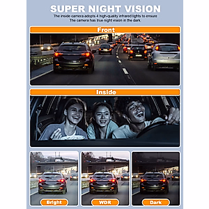 PRUVEEO Dash Cam, 4 Channel Camera FHD 1080Px4, Front Left Right and Rear, Front and Rear Inside, Built-in GPS WiFi, Polarizing Lens CPL Filter, Free 128GB Card, Double CPL