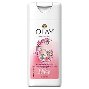 Olay Fresh Outlast Cooling White Strawberry & Mint Body Wash, Hydrating, 3 Fl Oz (89 Ml); Travel Size