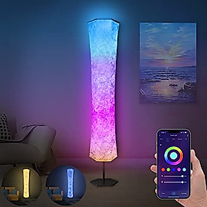 AMERCOT Floor Lamp,RGB Color Changing Led Lamp,Smart Lamp ,Alexa APP Light Control,59" Modern Lamp with Remote,Music Mode,Dimmable Standing Lamp for Living Room Bedroom Game Room