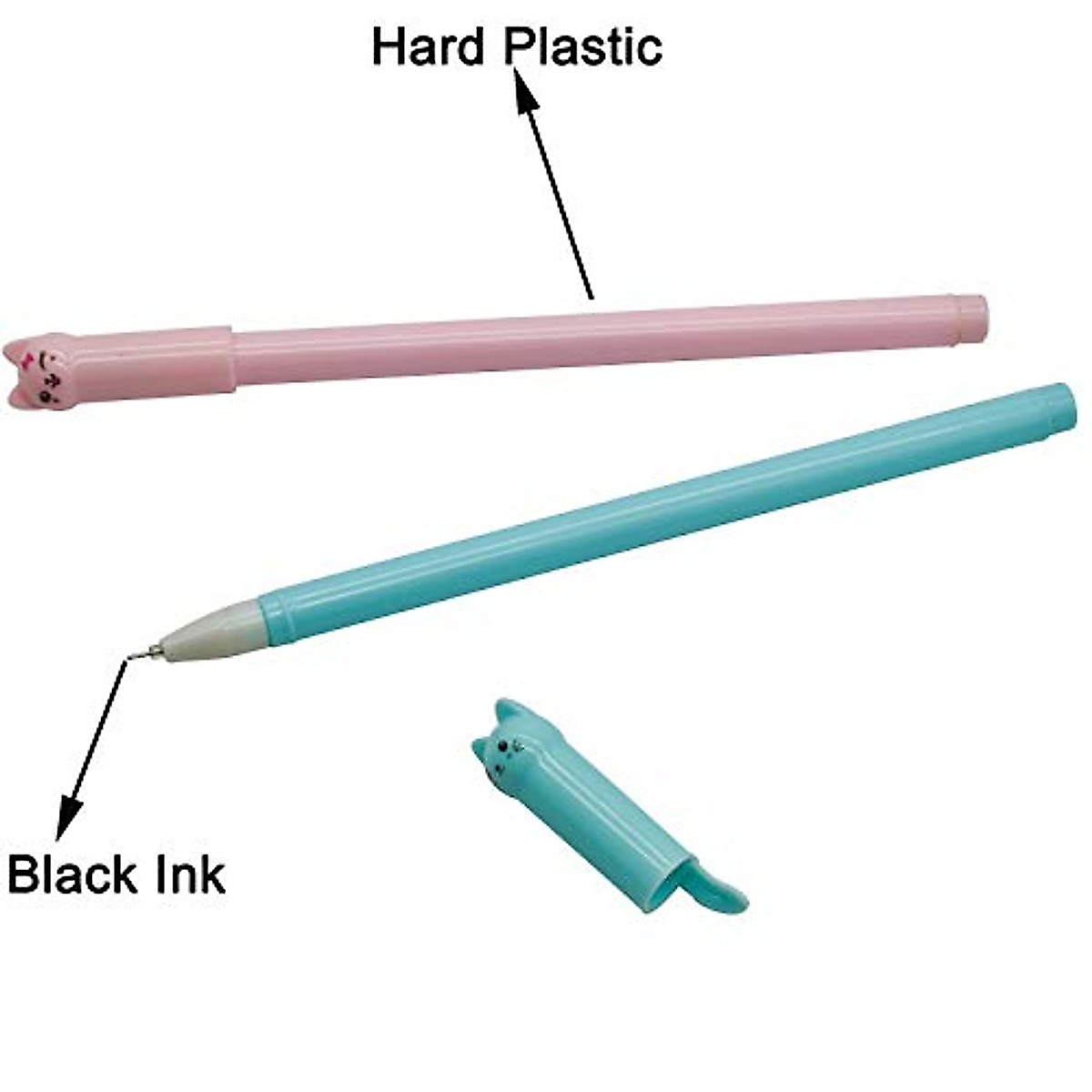 Maydahui 12PCS Cat Rollerball Pens Cute Cartoon Kitty Animal Pen Black Gel Ink Smooth Writing for Cats Lovers Stationery School Supplies