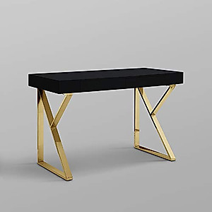 Inspired Home Zosia Desk - 2 Drawers | Black/Gold