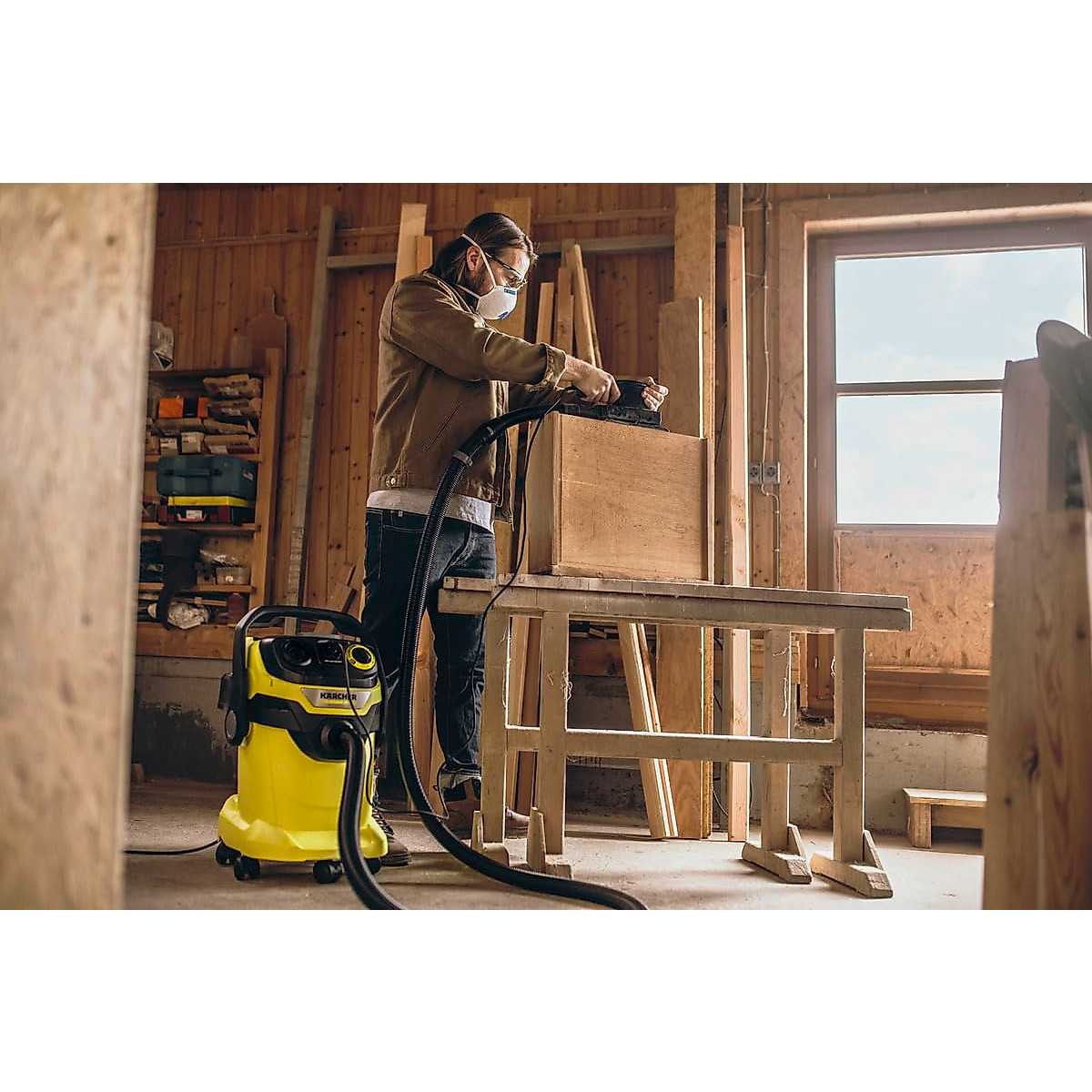 Kärcher - WD 5/P Multi-Purpose Wet-Dry Vacuum Cleaner - 6.6 Gallon - With Attachments – Blower Feature, Semi-Automatic Filter Cleaning, Space-Saving Design - 1100W - 2022 Edition,Yellow