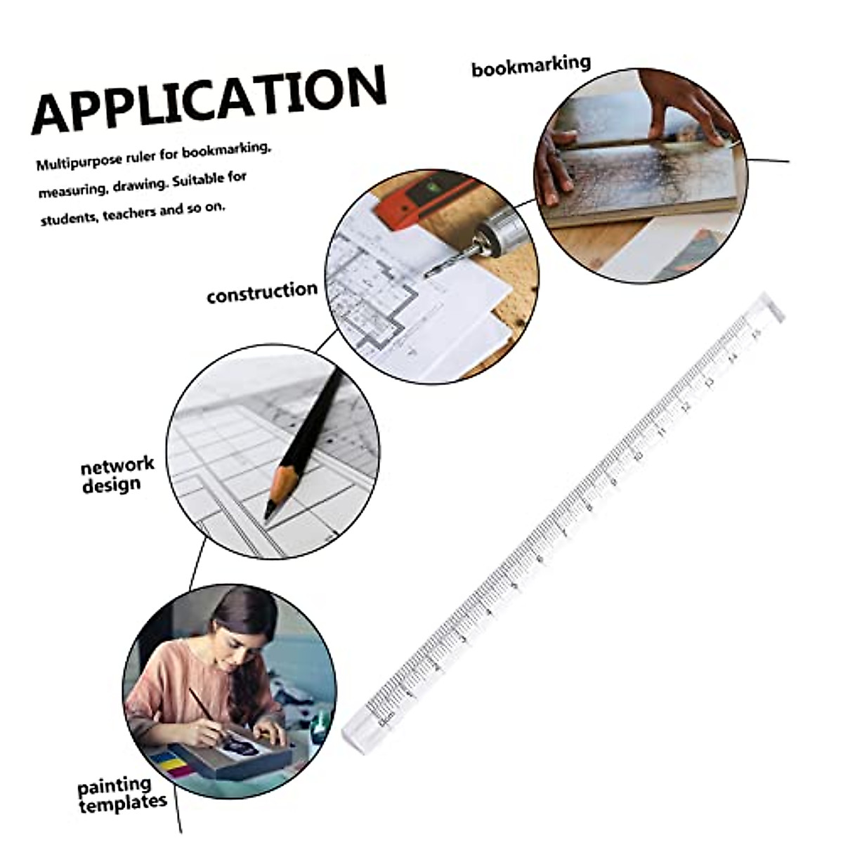 NUOBESTY 8pcs Transparent Triangular Ruler Plastic rulers Metric Ruler Machinist Ruler Clear Scale rulers Ruler for Transparent Small Ruler Architecture Supplies Classroom Supplies