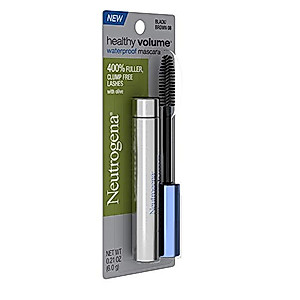 Neutrogena Healthy Volume Lash-Plumping Waterproof Mascara, Volumizing and Conditioning Mascara with Olive Oil to Build Fuller Lashes, Clump-, Smudge- and Flake-Free, Black/Brown 08, 0.21 oz