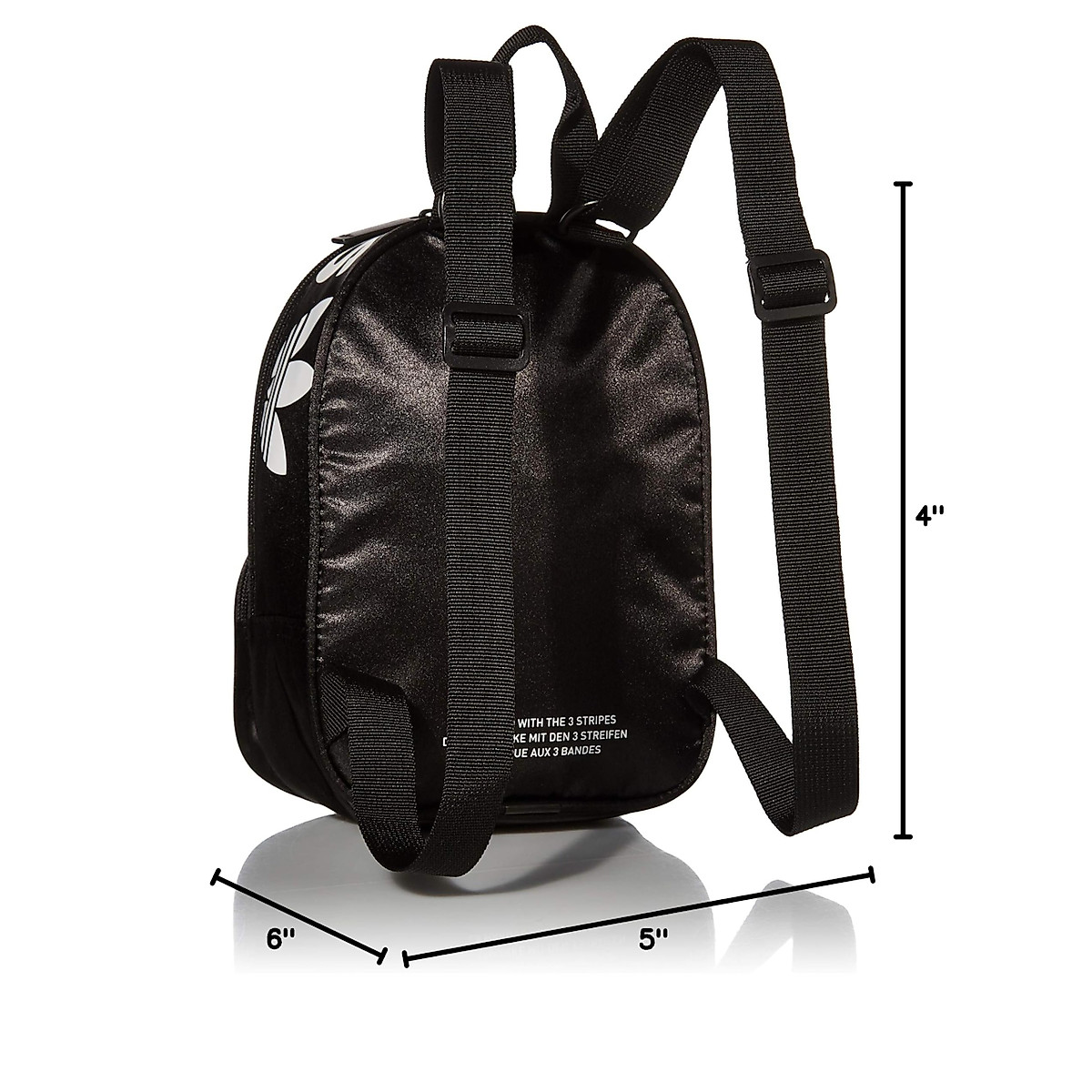 adidas Originals Women's Santiago 2 Mini Backpack, Black Satin/White, One Size