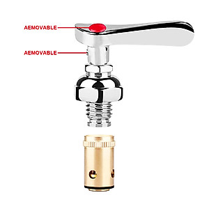 Brass Spindle Assembly for Eterna Valve Replacement, Hot Side Handle Stem Assembly Replacement Valve for Wall Mount Commercial Pre Rinse Faucet, Red