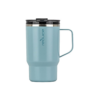 Reduce Travel Coffee Mug, 18 oz - Insulated Mug for Hot Tea, Coffee and Other Hot Drinks - With Flo-Motion Lid and Handle - Single-Serve and Cupholder Friendly - Eucalyptus
