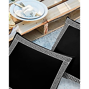 Outdoor Throw Pillow Cover Simple Geometry Greek Art Waterproof Cushion Covers 2 Pack Classic Greece Black White Pillow Cases Home Decoration for Patio Garden Couch Sofa