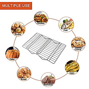 P&P CHEF Cooling Rack, 5-Tier Stainless Steel Stackable Baking Cooking Racks for Cooling Roasting Grilling, Collapsible & Heavy Duty, Oven & Dishwasher Safe - 15’’x10’’