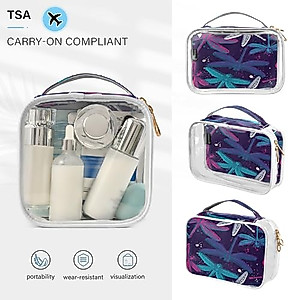 senya Clear Toiletry Bag,Travel Makeup Cosmetic Bag Carry on Airport Airline Compliant Bag Big Colorful Dragonfly for Women Men