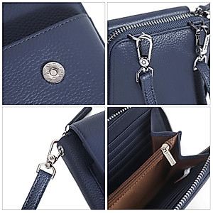 Pearl Angeli Genuine Leather Crossbody Cellphone Bag for Women RFID Blocking Small Phone Wallet Purse with Shoulder Strap