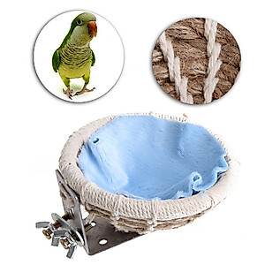 kathson Hemp Rope Weave Bird Breeding Nest Bed for Parakeet Cockatiel Canary Lovebird and Small Parrot Cage Hatching Nesting Box