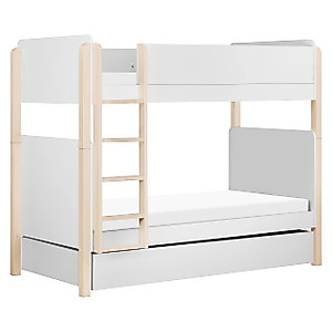 Babyletto Tiptoe Bunk Bed in White and Washed Natural