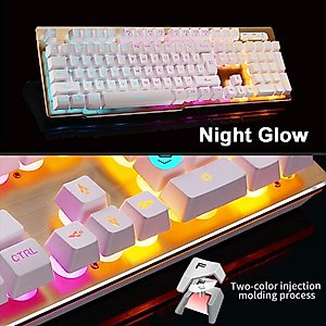 Backlit Keyboard,Wireless Fast-Charging Keyboard Suspended Keycap Illuminated Mechanical Feel Gaming Keyboard 104 Keys for Laptop Desktop PC (White)