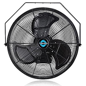 Tornado 24 Inch Outdoor Rated IPX4 Water-Resistant High Velocity Metal Industrial Workstation Wall Mount Fan For Commercial, Industrial, Residential, Greenhouse Use TEAO Motor 3 Speed UL Safety Listed