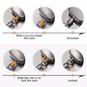 ELV Self Retractable ID Badge Holder Key Reel, Heavy Duty Metal Body, 30 Inches Upgraded Dyneema Cord, Carabiner Keychain with Belt Clip, Hold Up to 15 Keys and Tools