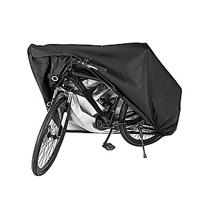 Bike Cover Waterproof Outdoor Bicycle Covers for Mountain and Road Bikes, Rain Sun UV，Bikes with Lock Holes & Storage Bag (Black)