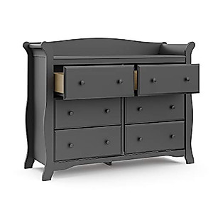 Storkcraft Avalon 6 Drawer Double Dresser (Gray) – Dresser for Kids Bedroom, Nursery Dresser Organizer, Chest of Drawers for Bedroom with 6 Drawers, 17.5x50x40.5 Inch (Pack of 1)