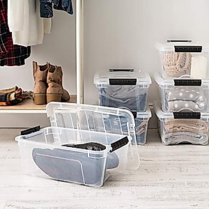 IRIS USA, Inc. TB-42 12 Quart Stack & Pull Box, Clear, 6 Stack and Pull TB-35 5 Quart Stack & Pull Box, Multi-Purpose Storage Bin, 10 Pack, Pearl