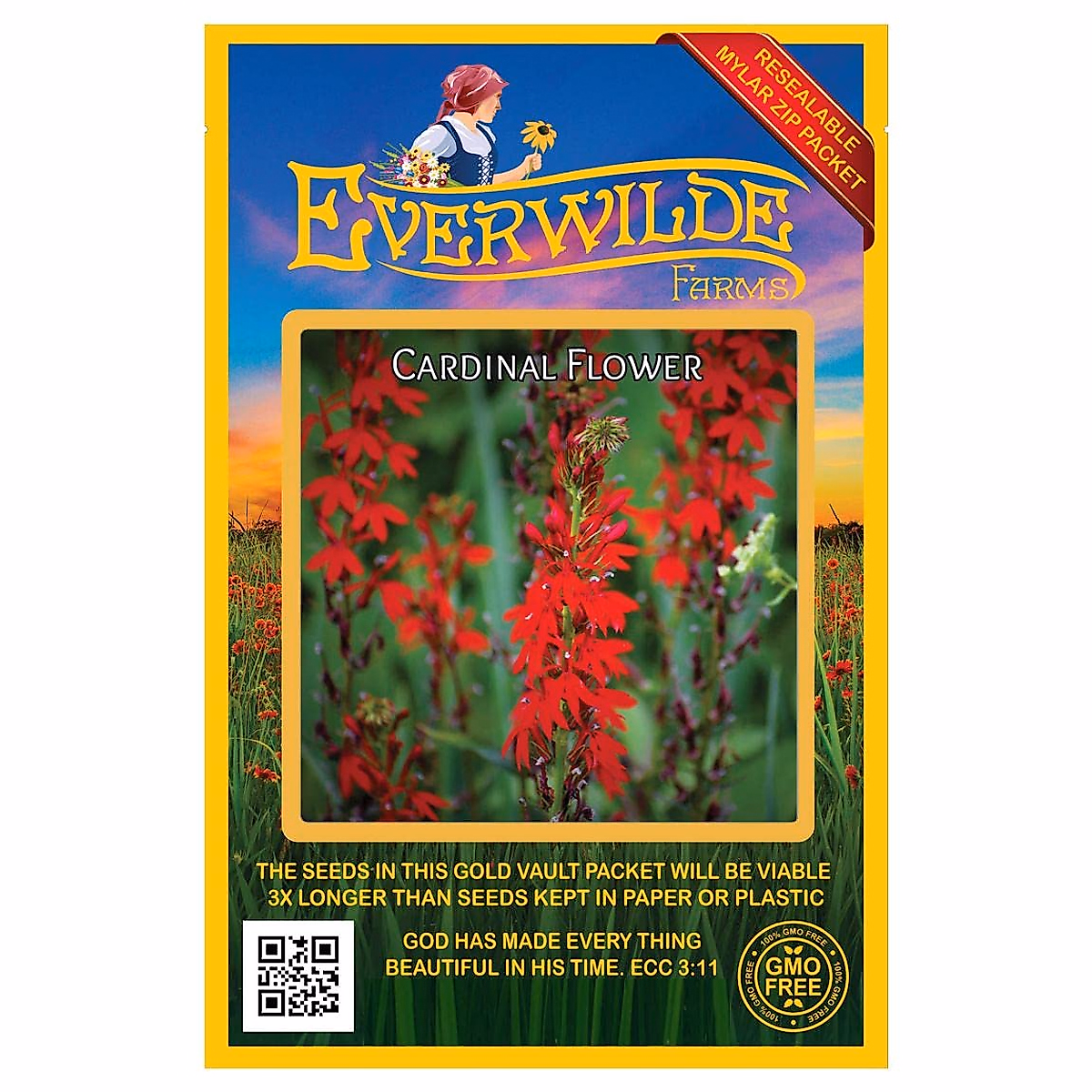 Everwilde Farms - 2000 Cardinal Flower Native Wildflower Seeds - Gold Vault Jumbo Seed Packet