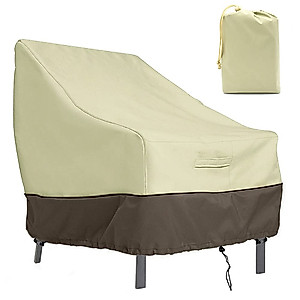 LBW Patio Waterproof Lounge Chair Cover,420D Outdoor Furniture Covers with Air Vent and Attachment Strap for Garden,Patio,Home,30.9" D x 33.26''L x 36'' H, Beige&Coffee