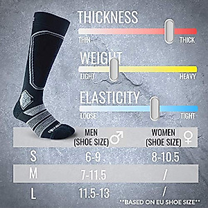 devembr Merino Wool Ski Socks for Men and Women, High Performance Snowboard socks - Size M, Black