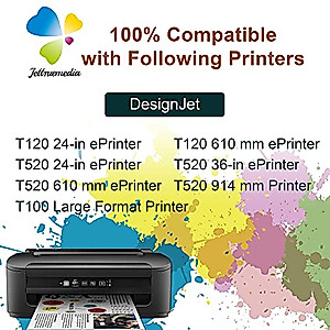 JTM 711XL Compatible Ink Cartridge Replacement for HP 711 711XL CZ133A CZ129A Work with HP Designjet T120 T520 T530 24-in T520 T530 36-in Printer(5-Pack,2 Black,1 Cyan,1 Magenta,1 Yellow)